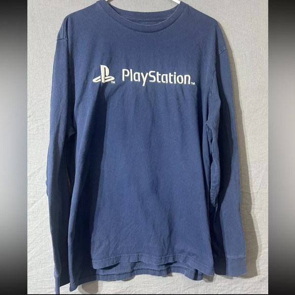Sony | Shirts | Sony Playstation Embroidered Mens Xlarge Navy Blue Long ...